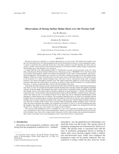 Pdf Observations Of Strong Surface Radar Ducts Over The Persian Gulf