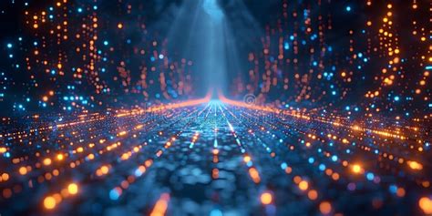 Neon Blue Abstract Binary Code Pattern With Computer Programming Or Big Data Concept Concept