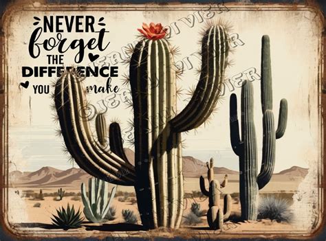 Cactus Decor Difference Maker Sign Never Forget The Difference You Make Difference You Are