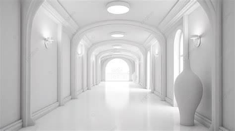 3d 렌더링된 인테리어 디자인 고요한 흰색 산책로 통로 관점 원근법 배경 배경 일러스트 및 사진 무료 다운로드 Pngtree