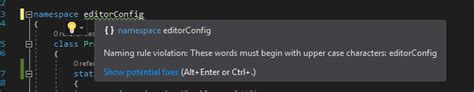 Editorconfig Code Fix For Naming Violation In Subnamespace Is Missing · Issue 28437 · Dotnet