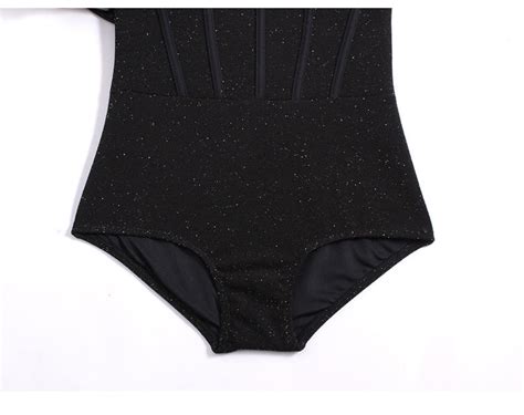 Black Ruffle One Piece Corset Swimsuit