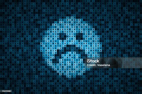 불행한 슬픈 얼굴 아이콘은 이진 코드의 0과 1 기호로 만들어집니다 사람 같은 얼굴에 대한 스톡 벡터 아트 및 기타 이미지 사람 같은 얼굴 실수 실패 Istock