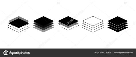 Layer Line Icon Set Layers Different Design Various Positions Layout Stock Vector By Sgraphic