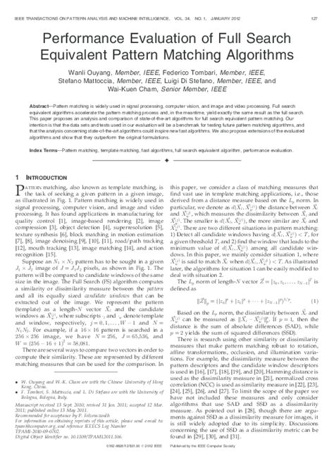Pdf Performance Evaluation Of Full Search Equivalent Pattern Matching Algorithms