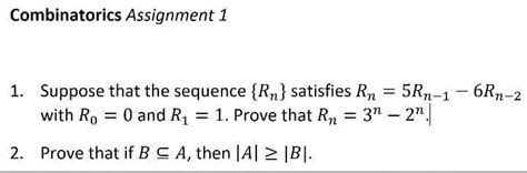 Solved Combinatorics Assignment 1 1 Suppose That The