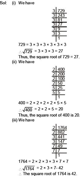 Find The Square Roots Of The Following Numbers By The Prime Factorisation Method I 729 Ii