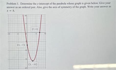 solved determine the y intercept of the parabola whose graph