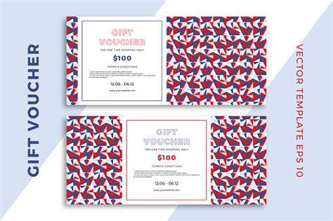 현대 추상 선물 카드 템플릿 애국적인 할인 쿠폰 또는 추상적 인 기하학적 패턴의 인증서 모형 샘플 텍스트가있는 깨끗하고 간단한 벡터 편집 가능한 배경 Eps10 개념에 대한