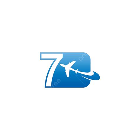Number 7 With Plane Logo Icon Design Vector Vector Airplane Line
