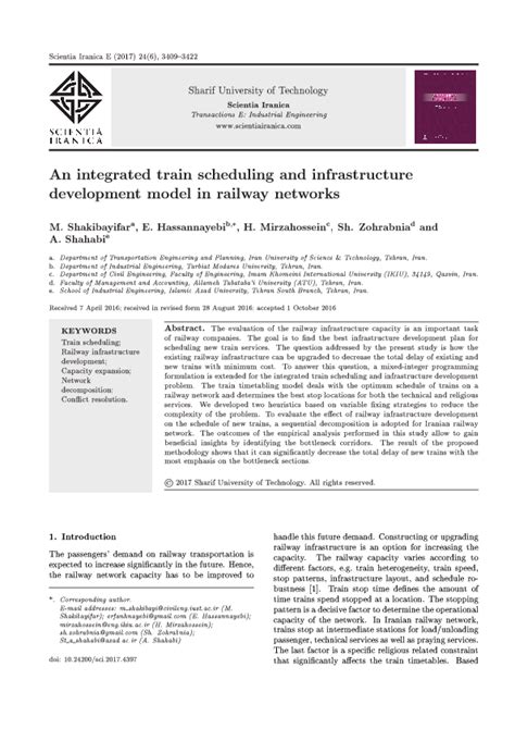 Pdf An Integrated Train Scheduling And Infrastructure Development Model In Railway Networks