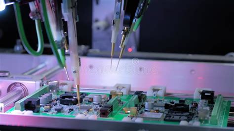 Flying Probe Test At Factory Quality Testing Of Printed Circuit Boards Stock Footage Video