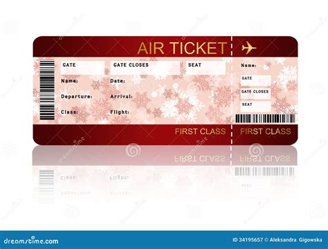 Christmas Airline Boarding Pass Ticket Isolated Over White Stock