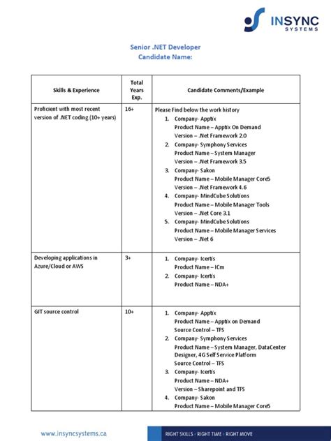 Cbe Senior Net Developer Skills Matrix Jan 2023 Pdf