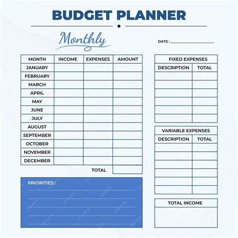 Premium Vector Monthly Budget Planner Concept Printable Template