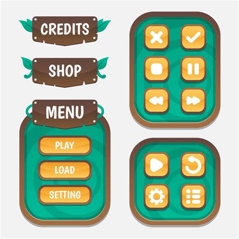Set Of Game Menu Selection For Rpg And Adventure Game Vector Art At Vecteezy