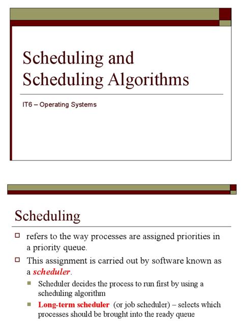 Lecture 5 Scheduling Algorithms Pdf Scheduling Computing System Software