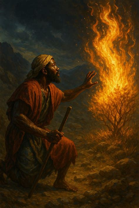 Moses And The Burning Bush African Bible Art Cinematic Digital