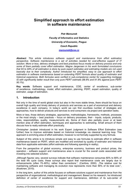 Pdf Simplified Approach To Effort Estimation In Software Maintenance