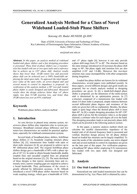 PDF Generalized Analysis Method For A Class Of Novel Wideband Loaded