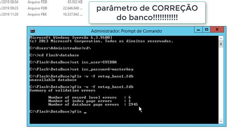 suporte 06 gfix gbak recuperando db firebird corrompido via linha de comando youtube