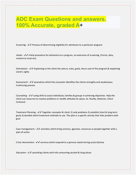 ADC Exam Questions And Answers 100 Accurate Graded A Scholarfriends