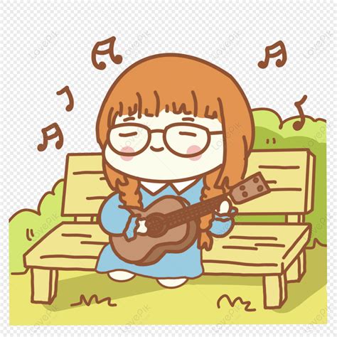 기타를 연주하는 소녀 Png 일러스트 무료 다운로드 Lovepik