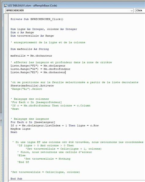 Formulaire Vba Et Tableau 2 Dimensions