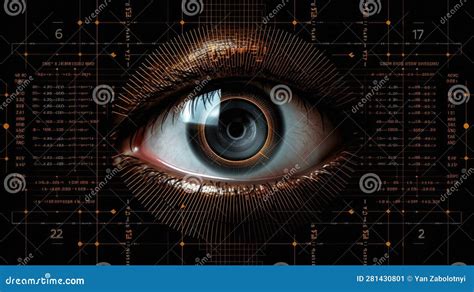 Biometric Authentication Eye Scanning Online Trading Chart Background Bronze Black Generative