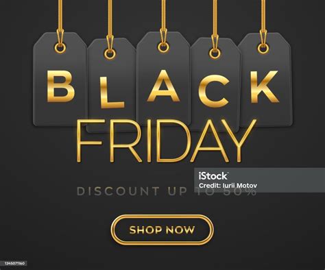 블랙 프라이데이 세일 쇼핑 프로모션 배너 가격 태그 쿠폰 블랙 프라이데이 할인 에 대 한 황금 글자 금 밧줄에 매달려 검은 배경에 장식 사실적인 벡터 그림입니다 0명에 대한