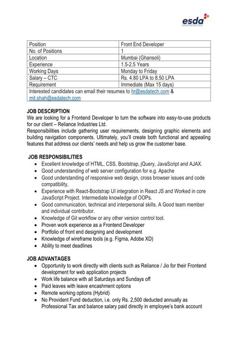 esda infotech on linkedin esdainfotech hiring frontenddeveloper webdeveloper