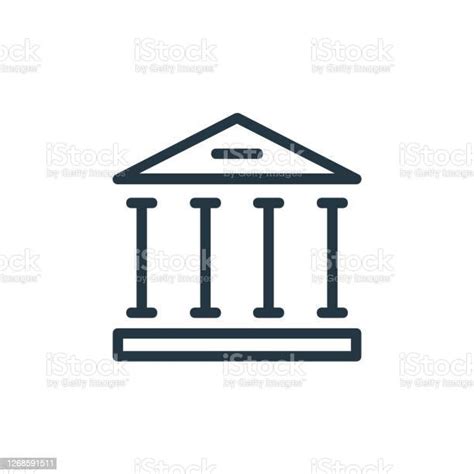 흰색 배경에서 격리된 뱅크 벡터 아이콘입니다 개요 웹 사이트 디자인 및 모바일 응용 프로그램 개발을위한 얇은 라인 은행 아이콘 얇은 선 뱅크 윤곽선 아이콘 벡터