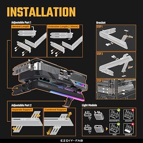 Ezdiy Fab 5v Argb Gpu Holder Brace Graphics Card Gpu Support Video Card Holder Bracket