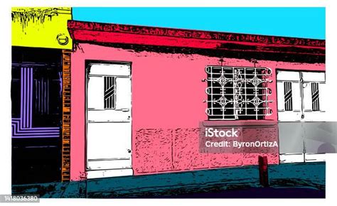 과테말라의 시골 도시에서 벡터 거리 그리기 평평한 색상으로 그림 그림 도시의 예술적 영감 고풍스런에 대한 스톡 벡터 아트 및 기타 이미지 Istock