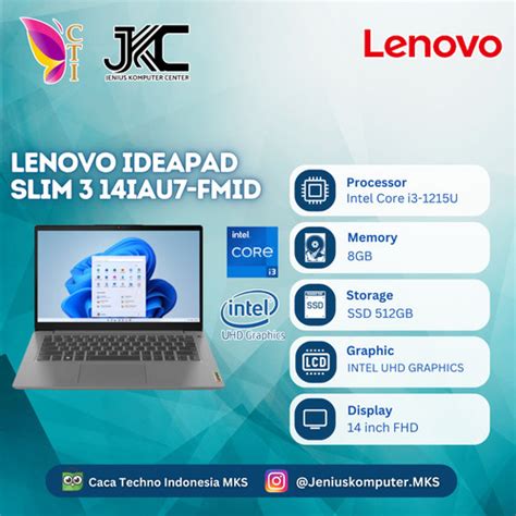 Jual Laptop Lenovo Ideapad Slim Iau Fmid Intel Core I U Ram Gb Ssd Gb