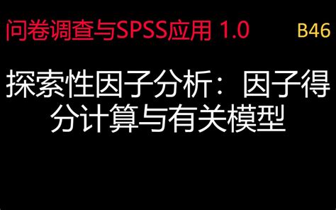 b46 探索性因子分析：因子得分计算与有关模型 问卷调查与spss应用 1 0 哔哩哔哩