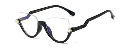 Trendy Glasses Frame Women Half Frame Black Anti B Vicedeal