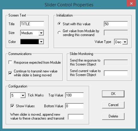 Slider Control Dialog Box