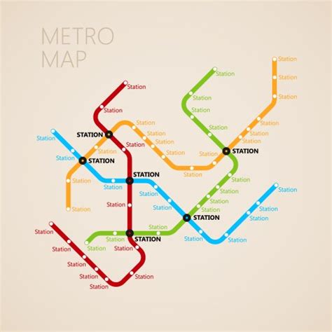 Abstract Metro Or Subway Map Design Template Vector Image