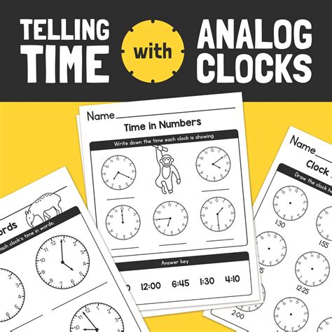 Telling Time With Analog Clocks Worksheets Printable Pdf That