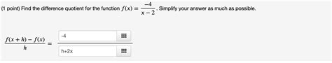 Solved Point Find The Difference Quotient For The Chegg