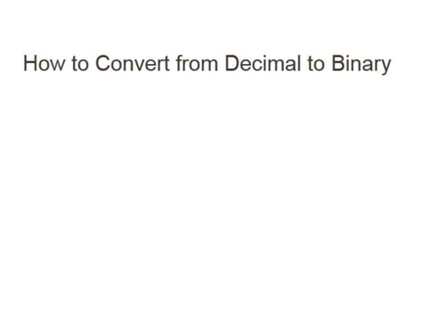 Conversion Binary To Decimal Pptx