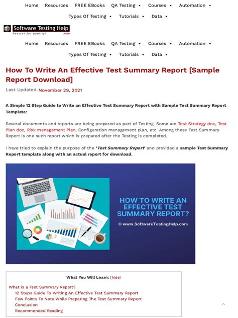 How To Write An Effective Test Summary Report Download Template