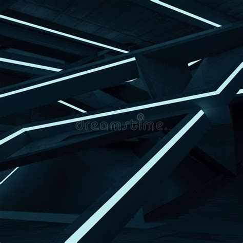 Futuristic Structure Featuring Interconnected Angular Beams With Glowing Lines The Stock