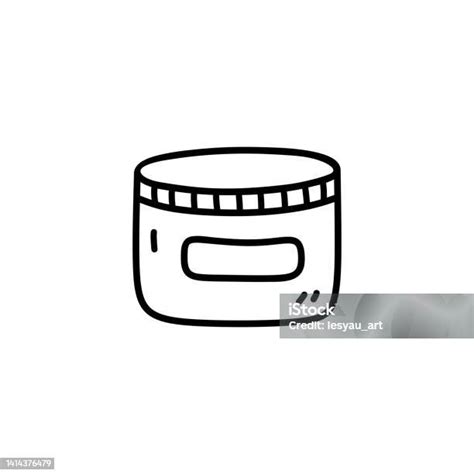 흰색 배경에 고립 된 얼굴 또는 몸을위한 화장품 크림 피부 관리 보습 보호 낙서 스타일의 벡터 손으로 그린 일러스트레이션 카드 장식 로고 다양한 디자인에 적합합니다 건강