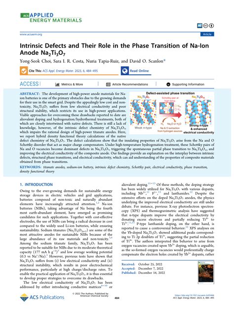 Pdf Intrinsic Defects And Their Role In The Phase Transition Of Na Ion Anode Na 2 Ti 3 O 7