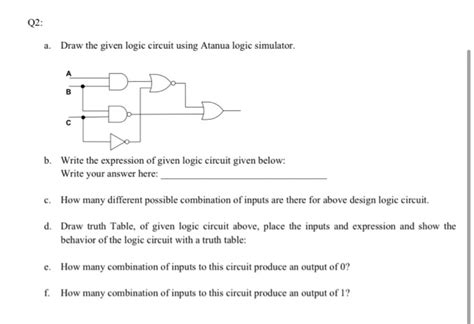 Solved Q2 A Draw The Given Logic Circuit Using Atanua