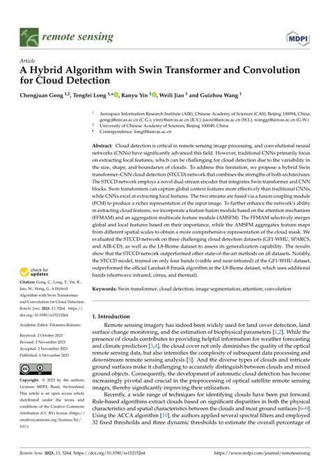 Pdf A Hybrid Algorithm With Swin Transformer And Convolution For