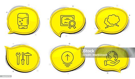 스패너 도구 스피치 버블 및 워터 쿨러 아이콘 세트 서명을 스 와이프합니다 벡터 기포에 대한 스톡 벡터 아트 및 기타 이미지 기포 대화 풍선 문자 기호 메시지