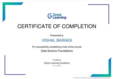 Vishal Bairagi On Linkedin Greatlearningacademy Greatlearning Glacertificate Dataanalysis…